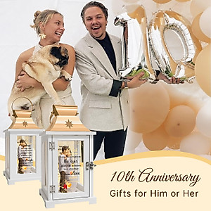 10th Wedding Anniversary Lantern, Best 10th Anniversary Wedding Gifts for Couple Parents Wife Husband Tin 10 Years of Marriage for Him Her, Unique 10th Wedding Ideas