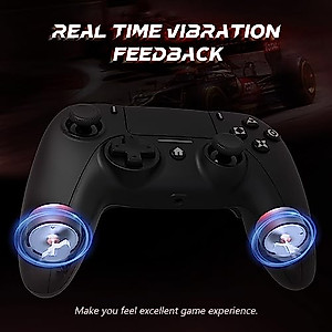 ShanWan Wireless Controller for ps4/PS4 Silm/PS4 pro. Wireless Remote Gamepad Compatible with iOS/PC/Android. Built-in 600mAh Battery with Double Shock/3.5 mm Audio jack/6-axis Motion Sensor/Programmable Back Buttons（white-black）