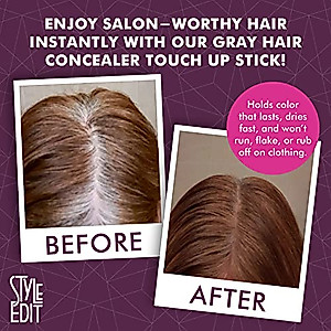 Style Edit Root Touch Up Stick for Black Hair, Root Concealer for Gray Hair Coverage, Temporary Hair Color, Premium Hair Shading Sponge Pen, Hair Makeup Root Cover Up, Travel Size, 0.11 oz Stick