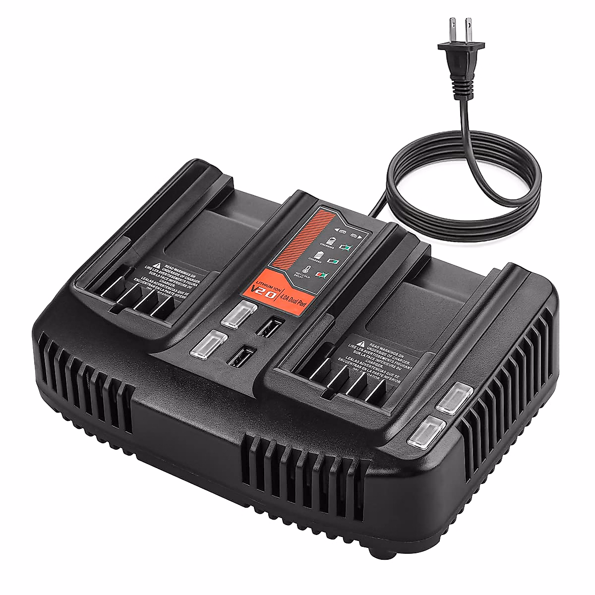 Dual Port 20V Fast Charger for Craftsman V-20 Lithium Battery Charger CMCB104 CMCB204 CMCB202 CMCB201 CMCB209 CMCB205 CMCB100 Replacement for Craftsman 20V Battery Charger