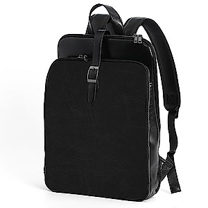 Womens and Men Backpack, Purse Leather 15.6 Inch Laptop Large Travel Business Vintage College Casual Daypack Purse Shoulder Bags, Black+ Brown