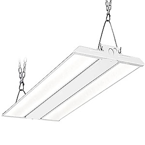 CINOTON 300W LED Linear High Bay Shop Light, 4FT 39000LM 130LM/W LED Shop Light, 5000K Daylight Garage Light, 120-277VAC, 0-10V Dim, UL&DLC Listed Linear Hanging Light for Warehouse Workshop 1 Pack