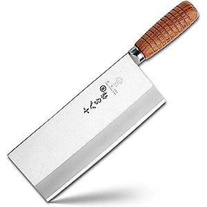 SHI BA ZI ZUO 8-inch Kitchen Knife Professional Chef Knife Stainless Steel Vegetable Knife Safe Non-stick Finish Blade with Anti-slip Wooden Handle