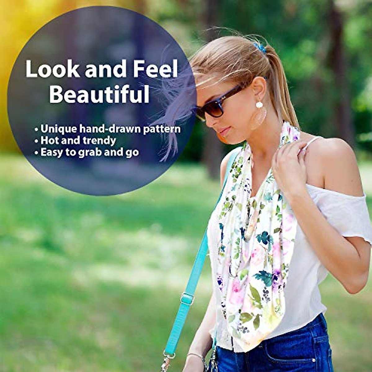 Pobi Baby Premium Multi-Use Cover - Nursing Cover, Baby Car Seat Covers, Shopping Cart, High Chair, and Breastfeeding Cover - Ultra-Soft, Stretchy, and Versatile Floral Scarf for Baby and Mom (Allure)