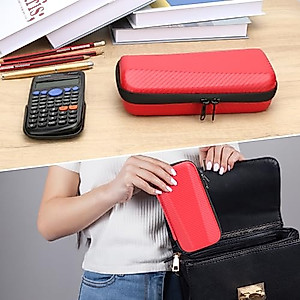 Graphing Calculator Case for Texas Instruments TI-84 Plus CE/TI-83 Plus CE/TI-84 Plus/Casio fx-9750GII, Storage Box Protective Pouch with Zipped Pocket for USB Cables, Pencil, Ruler, Manual, (Red)