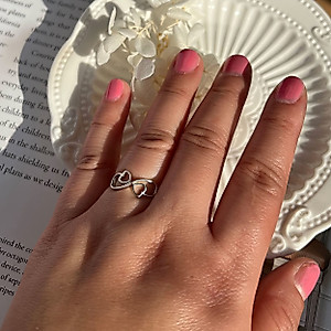 EBAT Love Ring Women's Heart Ring Mother's Day Infinite Friendship Best Friend 2 Promises Her and His Personalized Ring Customized Name in Sterling Silver