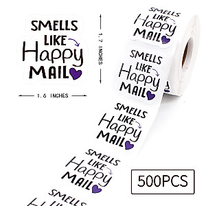 Littlefa Smells Like Happy Mail Stickers,Cute Mail Stickers,Small Business Stickers,Envelopes Seal Stickers,Funny Happy Mail Packaging Stickers 500 PCS