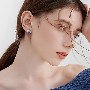 YAFEINI Opal Earrings Sterling Silver Swimming Stud Earrings Swim Jewelry for Women Swimmers