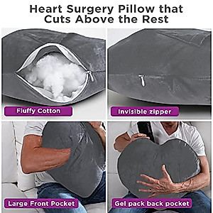 Zomaple Heart Pillow for After Heart Surgery - Open Heart Surgery Recovery Pillow - Cardiac Cough Pillow Recovery Gift for Mastectomy, Hysterectomy and Abdominal Surgery - Gel Pack (Included Items)
