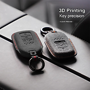 FDAIUN Car Key Bag Key Chain Holder For Honda Civic 11 Three-dimensional Key Fob Holder Auto Key Case Protector (Grey)