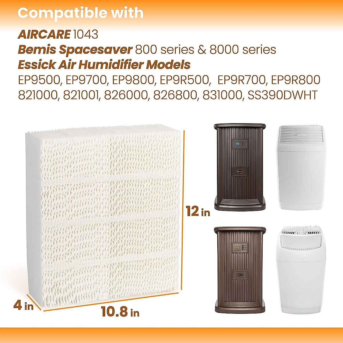 ANTOBLE 1043 Super Humidifier Wick Filter Replacement for Essick Air AIRCARE EP9500 EP9700 EP9800 EP9R500 EP9R800 826000 831000 and Bemis Space Saver 800 8000 Series Evaporative Humidifiers (2 Pack)