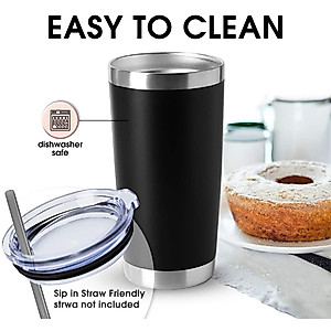 HASLE OUTFITTERS 20oz Tumblers Stainless Steel Mugs with Lid Double Wall Vacuum Insulated Coffee Cups for Cold & Hot Drinks (20oz-Black, 12 Pack)