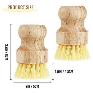 2 Pcs Dish Brush, Wood Dishes Scrub Brush, Pot Brush for Kitchen Cleaning Dishes Pots Pans (PP)