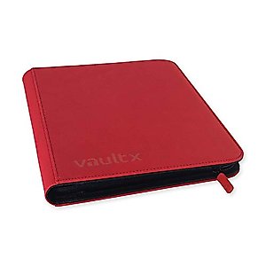 Vault X Premium Exo-Tec® Zip Binder - 9 Pocket Trading Card Album Folder - 360 Side Loading Pocket Binder for TCG (Red)
