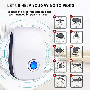 Ultrasonic Pest Control Repeller 6 Pack- Indoor Electronic and Ultrasonic Repellent, Pest Control for Bugs, Insects, Mice, Spiders, Mosquitoes