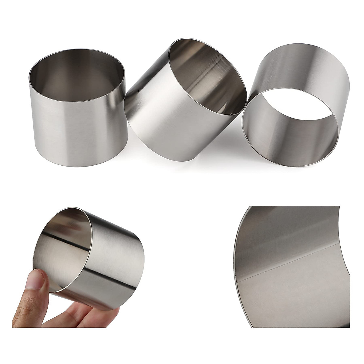 Cake Rings 6 Packs 2.4 x 2 inch Stainless Steel Nonstick Tart Ring Round Ring Molds Mousse Dessert Rings Tart Molds for Baking (6 x tall)