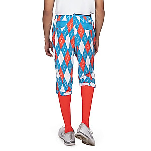 Tipsy Elves Blue Men's American Flag Argyle Golf Knickers w/Red Golf Socks - USA Golf Pants Size Medium