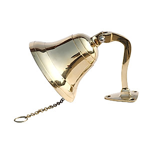 Handcrafted Trading Co Wall Mountable Nautical Brass Bell 4" Gold - Solid Brass Wall Hanging Ship Bell