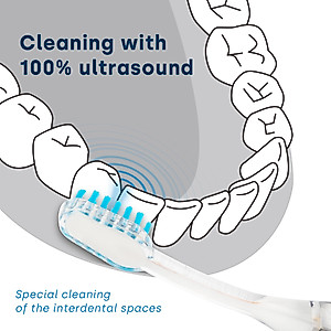 Emmi-dent Metallic/Professional 2-Pin Bristle-Head Attachments - Electric Toothbrush Replacement Heads. Cleans with Ultrasound Waves (Regular 4 Pack)