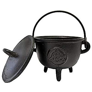 CircuitOffice Cast Iron Cauldron, for Smudging, Cone Incense, Granular Incense, Charcoal Incense, Rituals, Altars, Wicca, Pagan, Decorations or Gifts (4.5" Diameter Triquetra with Lid)