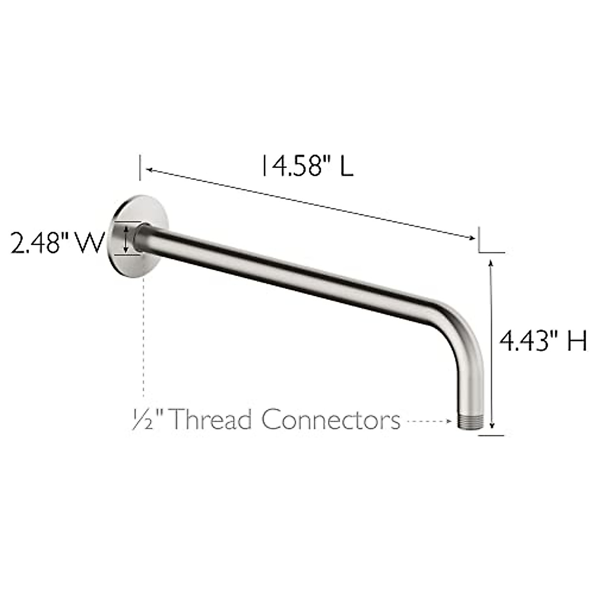 Design House 841494-SN 90-Degree 14.5-inch Steel Arm and Flange for Wall-Mounted or Fixed Rain Shower Head, Satin Nickel