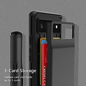 Teelevo Dual Layer Wallet Case for Google Pixel 6, Protective Case with 3-Card Storage for Google Pixel 6 - Black