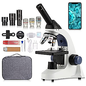 Compound Monocular Microscope Kids Adults - 40X-2000X Monocular Microscope for Kids Adults Students with Storage Bag, Metal Eyepiece, Slides (2022