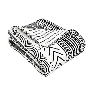 Lush Decor, Black & White Hygge Geo Throw, 60" x 50"