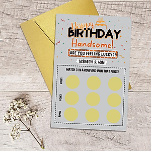Qiliji Funny Birthday Card for Him, Naughty Scratch Off Birthday Card for Husband Boyfriend Fiance, Rude Birthday Card, Scratch & Match 3 In A Row And Win That Prize