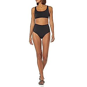 Amazon Essentials Women's High Waist Swim Bottom (Available in Plus Size), Washed Black, Small