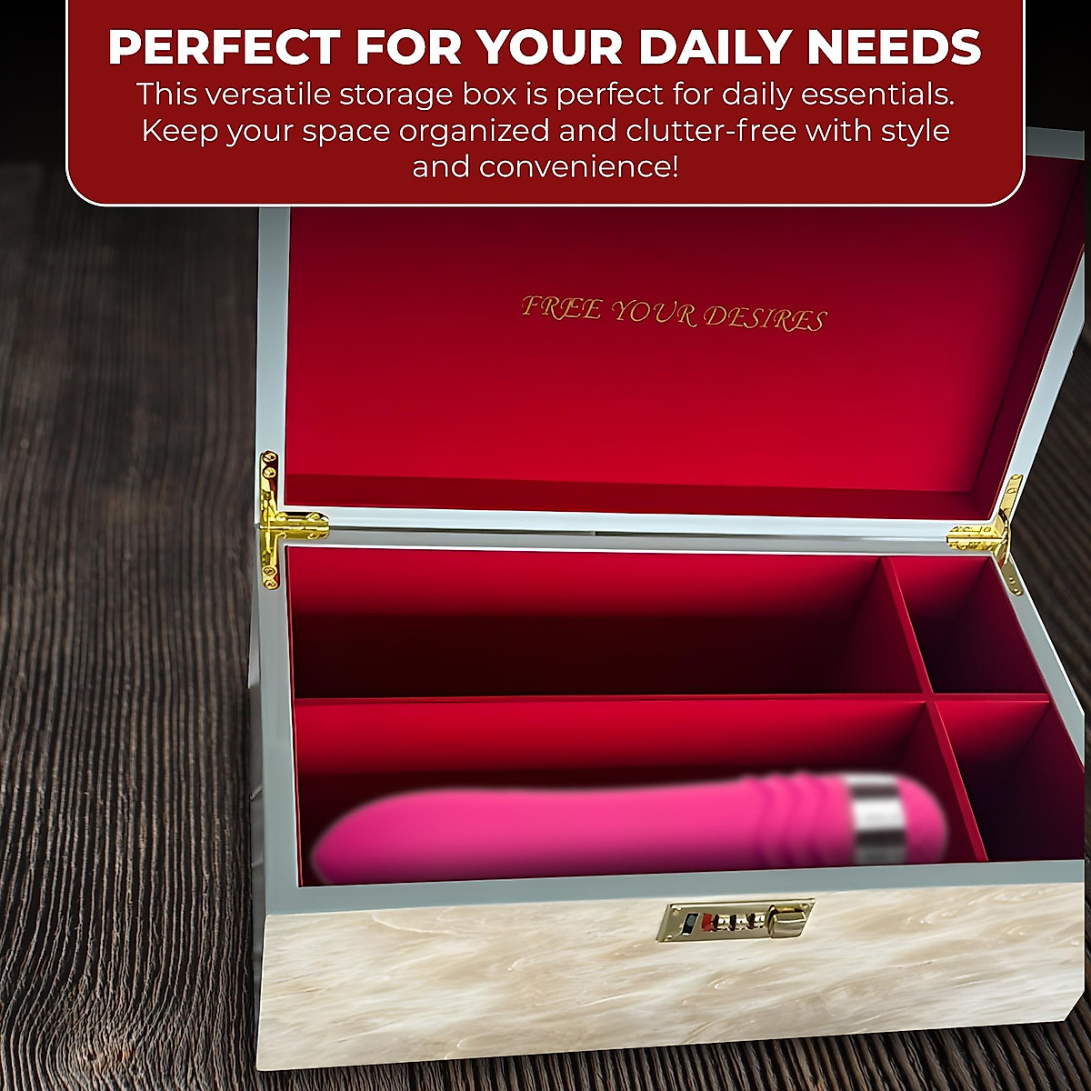 Generic Luxury Lockable Adult Toy Sex Box, Glossy Marble