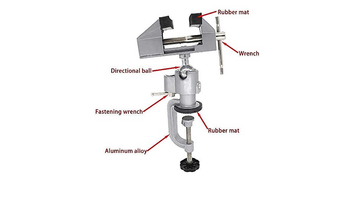Universal Swivel Table Vise - 3 Inch Jewelry & Hobby Bench Clamp