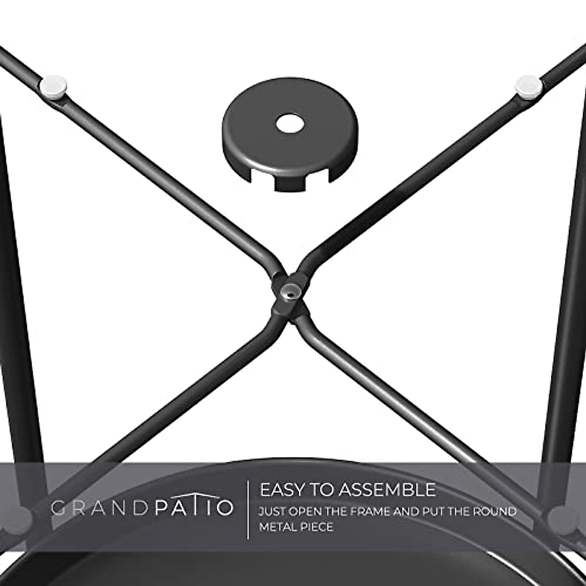 Grand patio Indoor & Outdoor Folding Side Table, Removable 2-Tier End Table with Steel Frame and Removable Tray for Living Room Bedroom Balcony Garden, Black