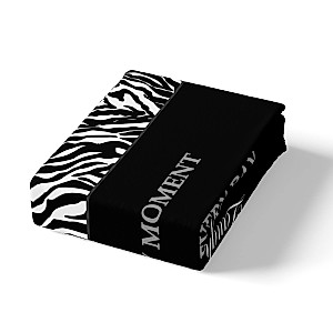 Castle Fairy Zebra Skin Printed Bedding Set,Black and White Comforter Cover Set for Teens Women Room Decor,Live Laugh Love Duvet Cover Breathable Animals Stripes Bedspread Cover Full Size