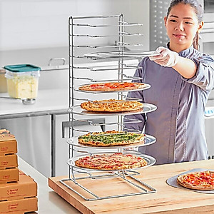 TrueCraftware- 15 Tier Chrome Plated Pizza Pan Rack- Pizza Pan Rack Holder Safe Sturdy 15- Slot Pizza Pan Rack for Pizza Pan Pizza Trays Pizza Screens for Home Kitchen Restaurant Catering