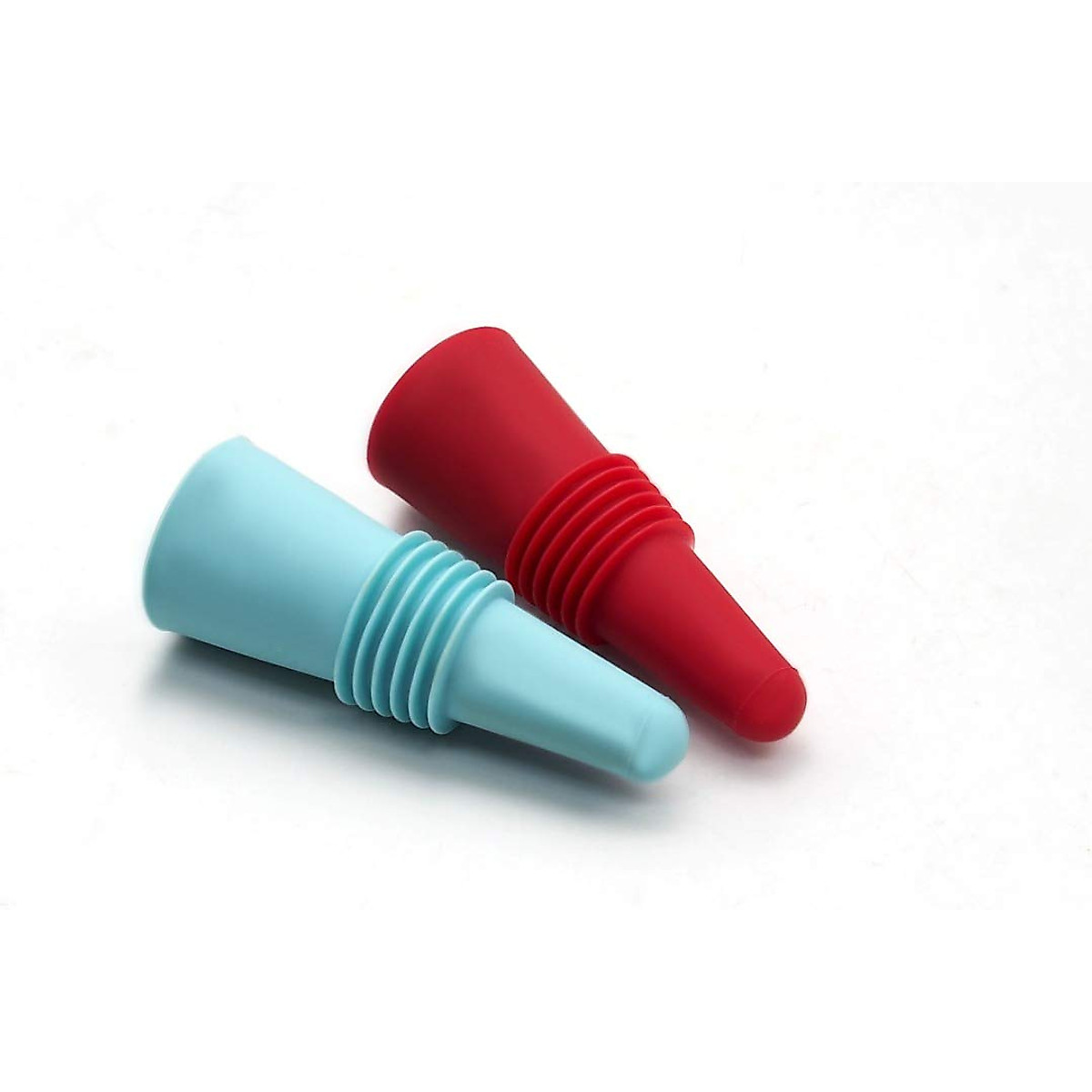 Reusable Wine Stopper (Pack of 4) | Silicone Cork Stoppers with Stainless Steel Top | Heavy Duty Food Grade Silicone Construction | Flexible Design Works with Beer Bottles Too | Easy to Clean