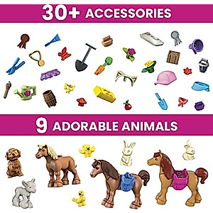 Mega Barbie Pets Horse Toy Building Set with 3 Micro-Dolls and Accessories, 9 Pets, Easy-to-Build Horse Stables Playset,
