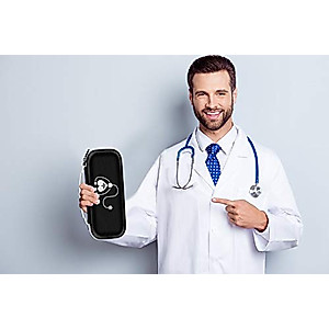Protective & Portable Case Fits for 3M Littmann Classic III Monitoring Stethoscope, Accessories Holder for Reflex Hammer, Pen Light & Other Supplies, Bag for Nurse, Doctor - Black&Carton