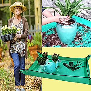 2 PCS Plant Repotting Mat for Indoor Plants, 43" X 29" Thickened Foldable Waterproof Plant Potting Tray and Mess Control, Portable Potting Mat Gardening Tray for House Plants Succulents, Extra Large