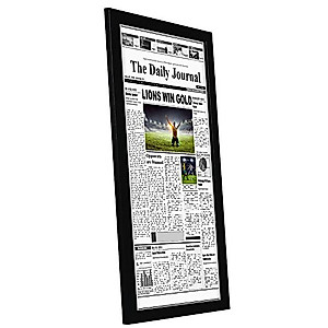 AmericanflatAmericanflat 11x22 Newspaper Frame In Black & 11x14 Black Picture Frame - Displays 8x10 With Mat or 11x14 Without Mat - Composite Wood with Shatter Resistant Glass