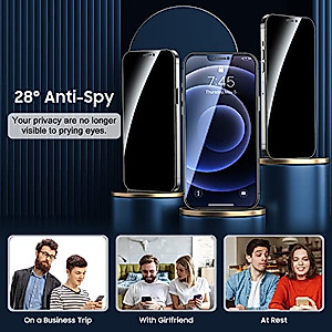 UniqueMe [2+2 Pack] Compatible with iPhone 12 Pro Max 6.7-inch Privacy Screen Protector Tempered Glass and Camera lens Protector, Anti Spy [Easy Installation Frame] [Precise Cutout] Bubble Free