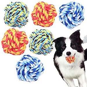 6 Pack Dog Chew Toys for Aggressive Chewers Large Breed, XL Cotton Dog Rope Balls, Indestructible Dog Toys with Tough Twisted for Large Medium Dogs, Dental Teething Ball for Puppy Small Dogs