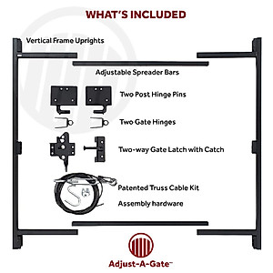 Adjust-A-Gate Steel Frame Anti Sag Adjustable Gate Building Kit with Patented Truss Cable System and Telescoping Bars, 3 Pack