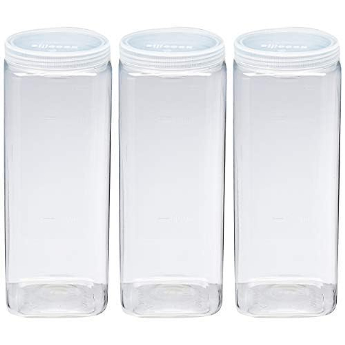 Silicook Clear Plastic Jar, Set of 3-40oz, Square Shaped, Transparent, Food Storage Container, Kitchen & Household Organization for Dry goods, Spices, Vegetables, Ingredients and More
