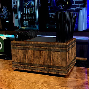 Bar Caddy - Rustic Wood Planks Design - 3 Compartment Caddy