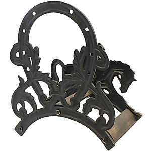 IOCCIOBB Garden Hose Holder Water Hose Hanger Water Pipe Rack European Style Retro Wrought Iron Horse Style Creative Hose Rack Reel Home Decoration Garden