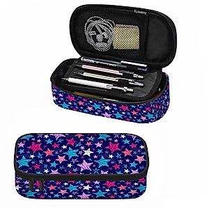 Xuwenz Colorful Stars Pencil Case Woven Stars Purple Blue Red Pencil Bag Pouch Box Organizer for College School Students Boy Girl