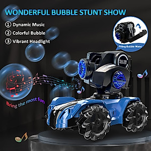 RC Tank Car,Rc Car That Shoot,2 Heads That Shoot Nerf Bullet (Foam Dart), Make Bubble, Remote Control Tank for Adult, 4WD Battle Stunt Car with 360°Rotating, LEDs, Music, Toy Gift for Boys 6+