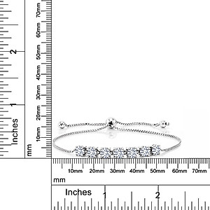 Gem Stone King 7-Stone Tennis Bracelet For Women In 925 Sterling Silver | 4.5MM Round Gemstone Birthstone | Fully Adjustable Up to 9 Inch