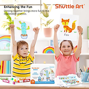 Shuttle Art Dot Markers, 14 Colors Bingo Daubers with 135 Patterns, 5 Activity Books, Educational Set With Art Activities,Non-Toxic Washable Coloring Markers